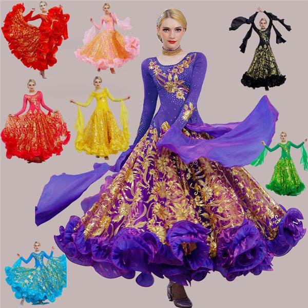 社交ダンス 衣装 モダンドレス ラテンドレス ラテン衣装 社交ダンスドレス 大きい裾 豪華なドレス　ダンス衣装 ワンピース S~2XL ダンス衣装 ダンス発表会 競技着 練習着 演出用 スタンダードドレス ワルツダンス