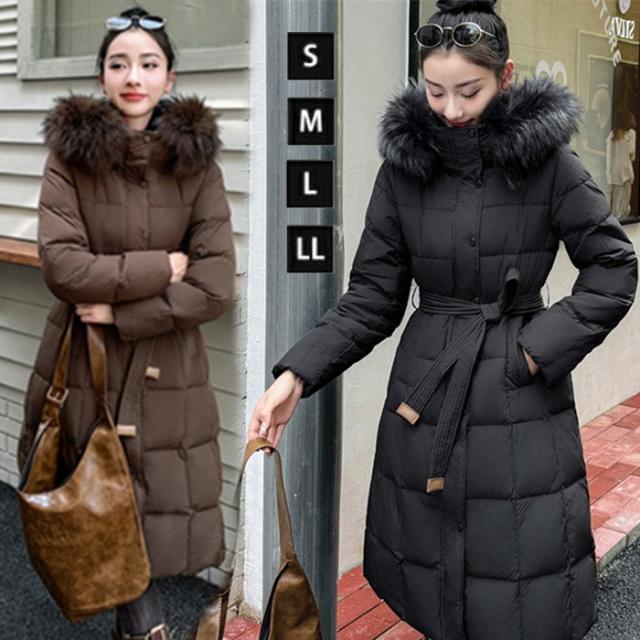 90％ダウン ダウンコート レディース ファー付き ロングコート ダウンジャケット フード付き ハイネックコート 防寒着 おしゃれ 冬 ロング丈 ブラックコート 着痩せ 暖かい 黒 ブラック 無地 あったか 女性用 秋 冬 きれいめ 20代 30代 40代 50代 60代