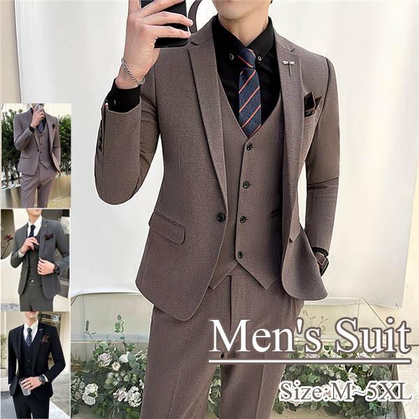 メンズスーツ スーツ スリム フォーマル 1つボタン ビジネススーツ 2点セット 無地 背広 長袖 ジャケットスーツ 大きいサイズ シングル