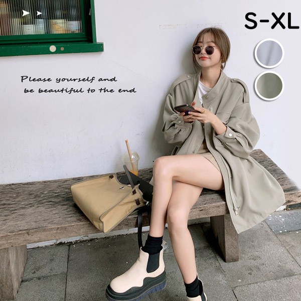 レディース コート 春アウター スプリングコート トレンチコート ミディアム丈 ジャケット レディース ウォッシュコットン 薄手 フードなし ジャケット テロンチ 秋 ゆるコート 韓国風 シンプル ゆったり 無地 軽量 通勤 カジュアル 裏地あり ライナー付き  dg012m3m3c6