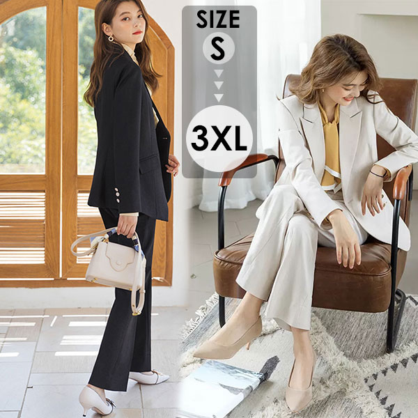 パンツスーツ セットアップ スカートスーツ カジュアル レディース フォーマル ビジネス オフィス リクルート 通勤 ママ 母親 おしゃれ ジャケット ブラック オフホワイト 通勤 事務服 就活 就職活動 面接 仕事着 入園式 入学式 卒業式 卒園式 結婚式