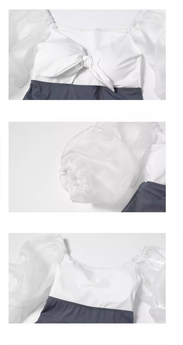 レビュー投稿で+5%還元】ワンピース水着 水着 2点セット リボン付き