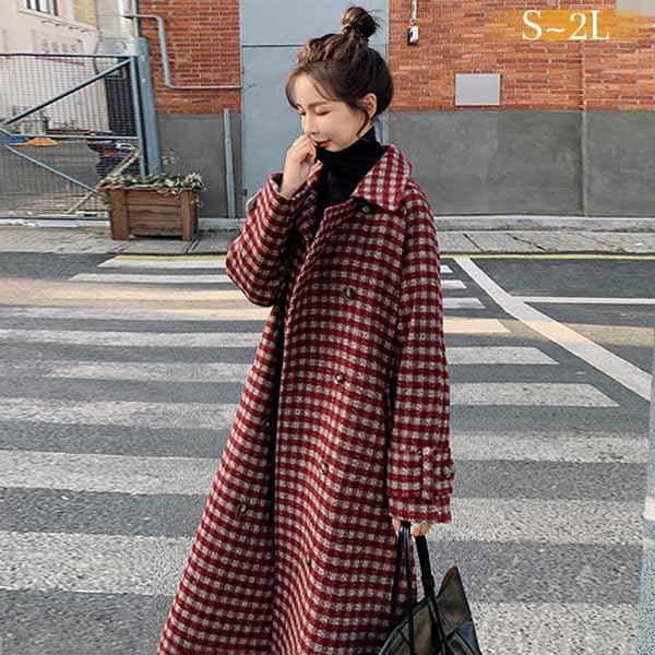 【レビュー投稿で+5%還元】チェスターコート チェック柄 レディース ロングコート コクーンコート ドロップショルダー ロングチェスターコート 超ロング アウター 秋 冬 冬服 オーバーサイズ カジュアル あったか 暖かい 可愛い 体型カバー コート 黒 ブラック 赤 レッド