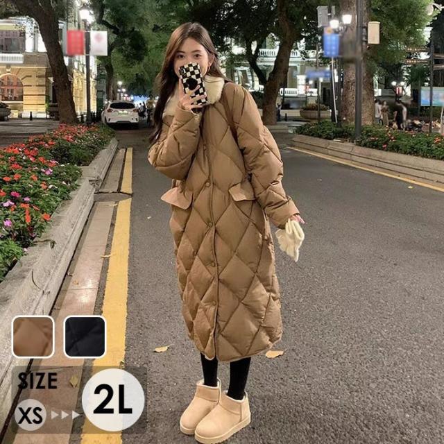 ダウンコート ファー付き ベンチコート レディース ダウン ロング コート スタンドカラー 小さいサイズ アウター 冬 ロングダウンコート おしゃれ シンプル 冬服 防寒 防寒着 柔らかい 暖かい あったか ブラック 黒