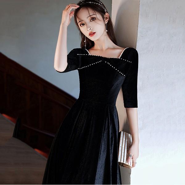 ドレス 大人 ピアノ 発表会 ロングドレス キラキラ 演奏会 結婚式 母親 ドレス ピアノ発表会 黒 袖付き ワンピース 半袖 演奏会ドレス 演奏会用ドレス パーティードレス イブニングドレス ロング丈 大きいサイズ 小さいサイズdb292s1s1zr