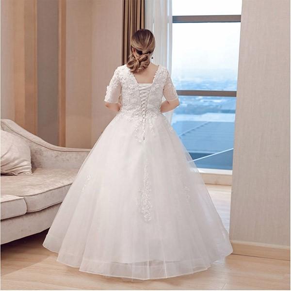 レビュー投稿で+5%還元】ウェディングドレス 袖あり 5分袖 大きい