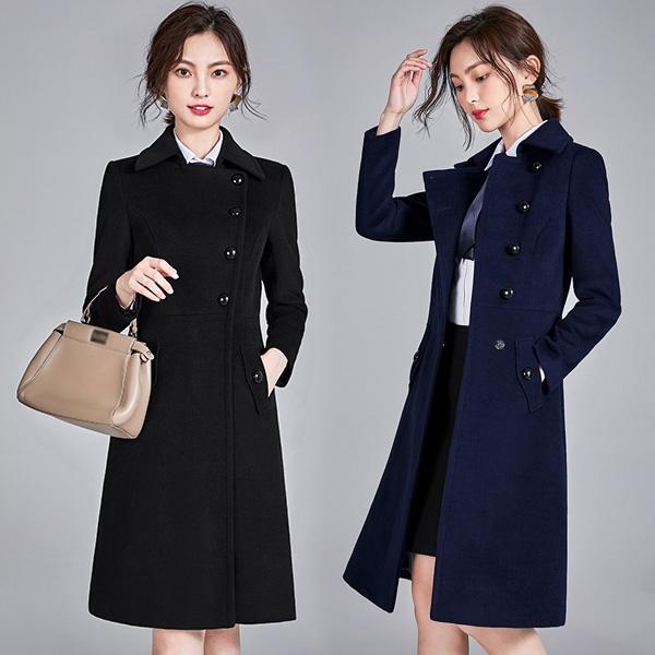 【サイズ有S/M〜XL/2XL/3XL】チェスターコート コート レティース 膝丈 ポケット付き コットンあり 秋冬 アウター 職場 通勤 スプリングコート 韓国風 秋 冬服 防寒 体型カバー おしゃれ エレガント 暖かい ブラック ネイビー dg072t2t2c6