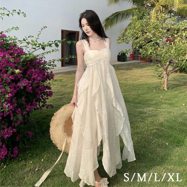 リゾートワンピース キャミソール 沖縄 大人 白 可愛い 夏 ロングワンピース ハワイ リゾートワンピ 白ワンピース ハワイアン 沖縄 体型カバー 結婚式 七五三 成人式 卒業式 入学式 Aライン 春夏おうち マキシ丈 無地 おしゃれ 韓国 光沢 ドレープS M L XL be227zbzbm6