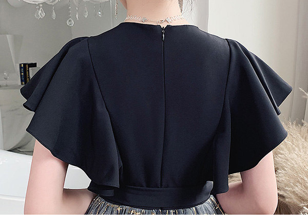 パーティードレス ロングドレス 演奏会 袖あり ラウンドネック バイ