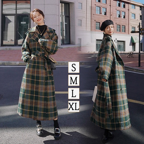 チェスターコート チェック柄 レディース ロングコート コクーンコート ドロップショルダー 小柄 ロングチェスターコート 超ロング アウター 秋 冬 冬服 定番 オーバーサイズ カジュアル あったか 暖かい きれいめ 大人可愛い 体型カバー コート 韓国 大人 S M L 2L