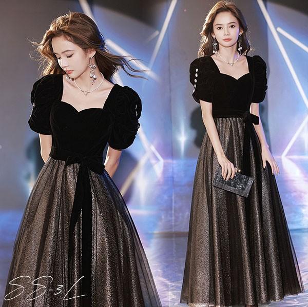 ドレス 大人 ピアノ 発表会 ロング丈 キラキラ ぽっちゃり 大きいサイズ イブニングドレス 演奏会 ピアノ発表会 袖付き ワンピース Aライン ステージドレス 二次会 女子会 成人式 パーティードレス 大人可愛い bg064zezezr