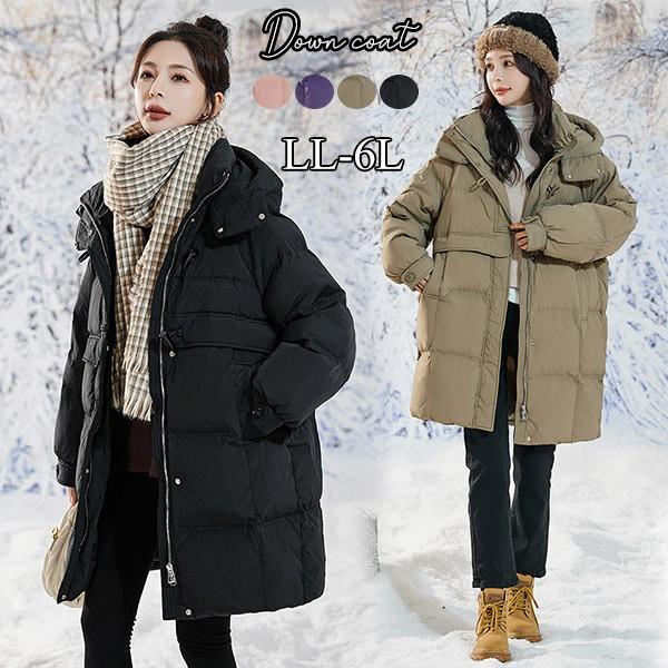 【レビュー投稿で+5%還元】ダウンコート レディース ダウンジャケット 90％ダウン Aライン 帽子付き フード 母親 着やせ 大きいサイズ 黒 ブラック 厚手 冬服 防寒着 おしゃれ S M L LL 3L 4L きれいめ 20代 30代 40代 50代 60代 秋 冬 bg089zezejc