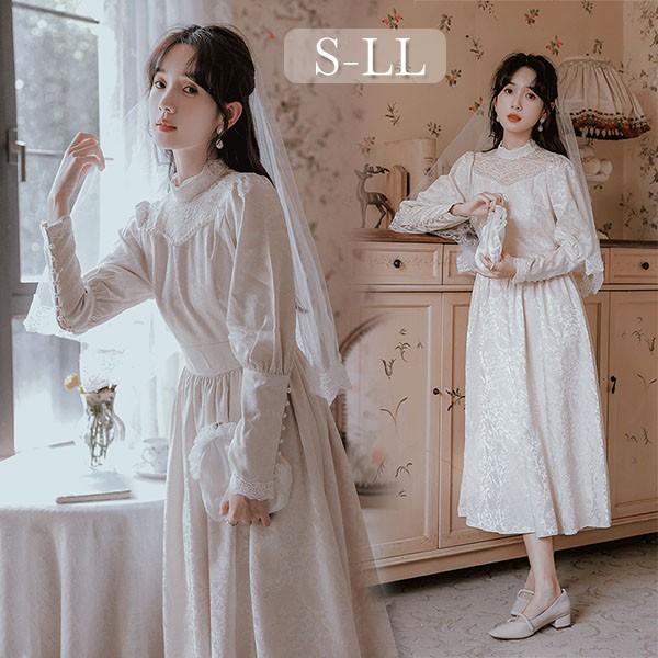 【レビュー投稿で+5%還元】ウエディングドレス レース ホワイト 白 ロングドレス シンプル 袖あり 花嫁 結婚式 披露宴 お呼ばれ 20代 30代 40代 前撮り 後撮り フォト婚 bi048zezeq3