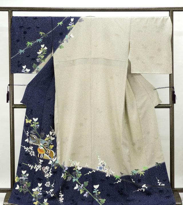 訪問着 正絹 人間国宝 羽田登喜男作 TOKIOetTOKI おしどり 訪問着 美品 リサイクル 中古 着物 結婚式 入学式 卒業式 b0568