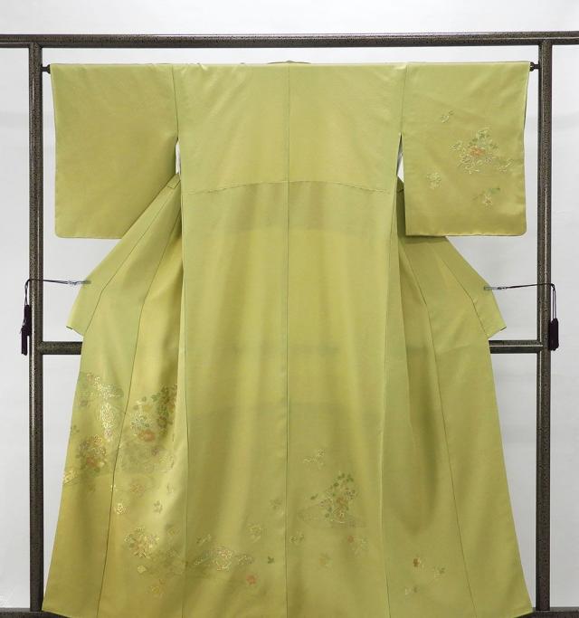 訪問着 正絹 未着用美品 刺繍流水四季花模様 身丈157cm 裄丈65.5cm 訪問着 未使用 新古品 着物 結婚式 入学式 卒業式 b4051