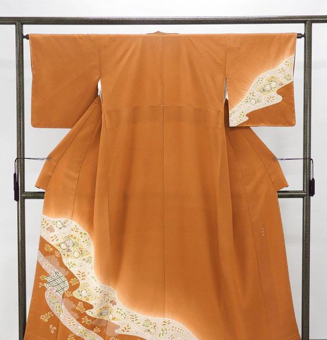 訪問着 未着用美品 正絹 絞り辻が花模様 身丈157cm 裄丈64.5cm 付下訪問着 未使用 新古品 着物 結婚式 入学式 卒業式 b4069