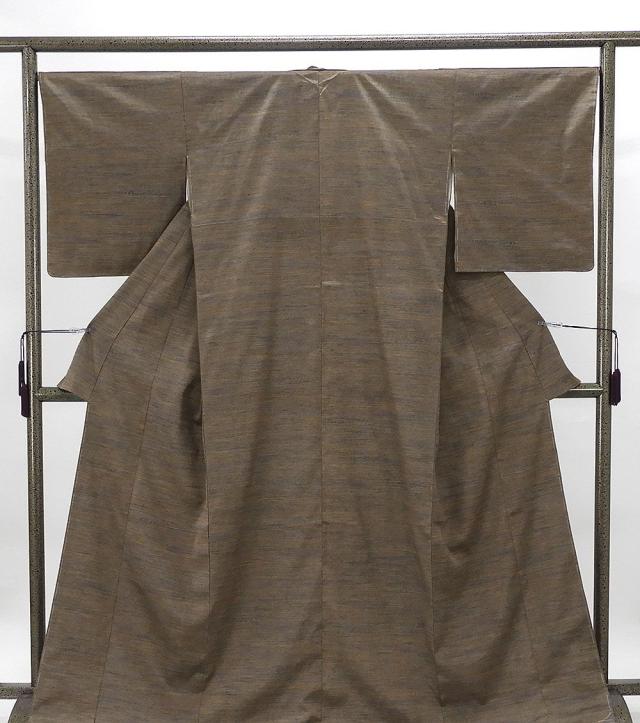 紬 未着用 正絹 横段模様 身丈169cm 裄丈67cm 紬 未使用 新古品 着物 d4056