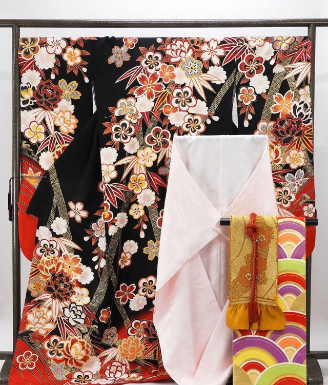 平和屋着物▽本塩沢 単衣 舞葉文 正絹 逸品 AABC3738fy