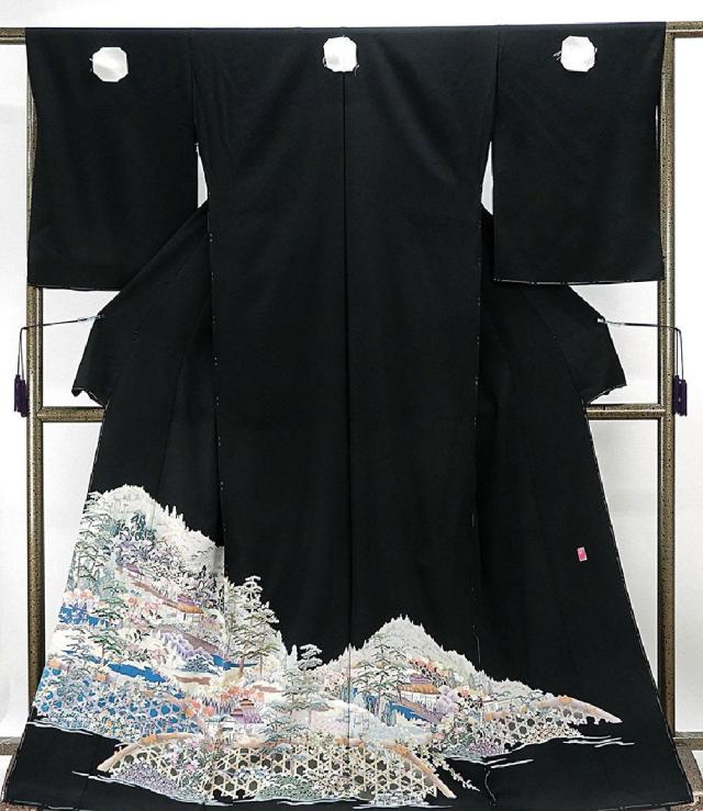 留袖 新品仕立付き 正絹 加賀友禅 寺刺新一作 黒留袖 新品  未仕立  フルオーダー  誂え仕立て  着物