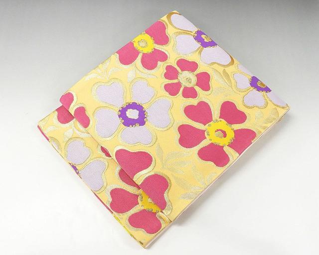 袋帯 交織 花模様 袋帯 振袖 リサイクル g0585