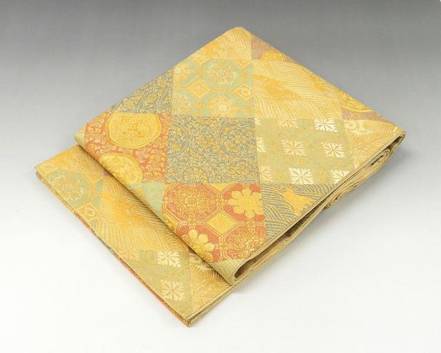 袋帯 正絹 吉祥菱紋文様 袋帯 リサイクル 中古 結婚式 入学式 卒業式 パーティー g0788