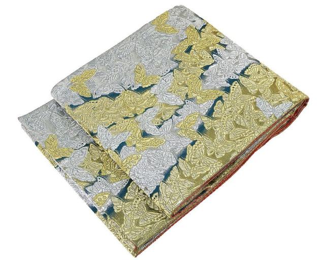 袋帯 正絹 蝶々模様 良品 リサイクル 中古 フォーマル 礼装用 パーティー 着物 g4087