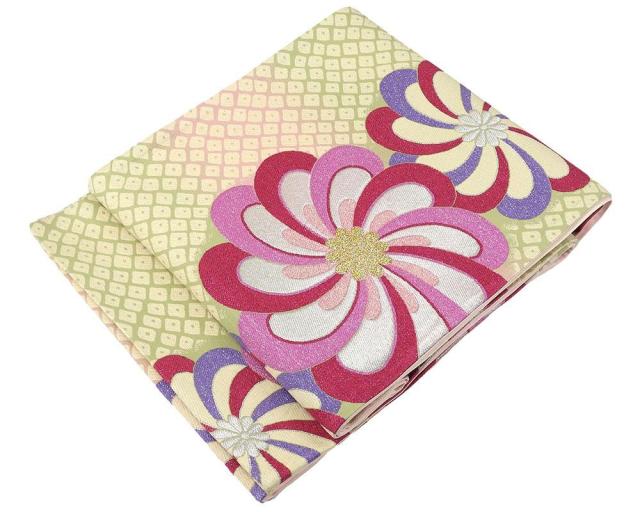 袋帯 交織 匹田花模様 リサイクル 中古 フォーマル 礼装用 パーティー 着物 g4096