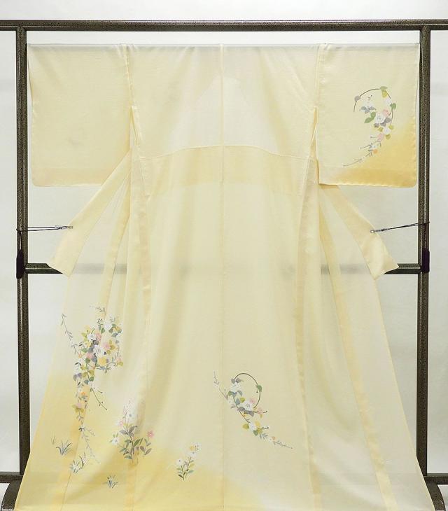 夏物 訪問着 新品仕立済 正絹 夏物 花模様 身丈164.5cm 裄丈68cm 絽訪問着 新品 仕立て上がり 着物 wb2343