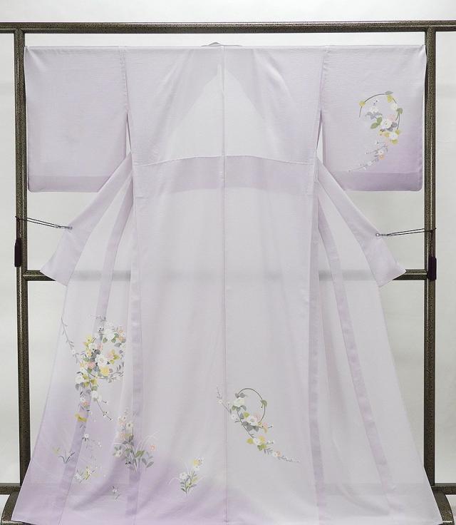 夏物 訪問着 新品仕立済 正絹 夏物 花模様 身丈164.5cm 裄丈68cm 絽訪問着 新品 仕立て上がり 着物 wb2344