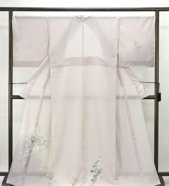 夏物 訪問着 新品仕立済 正絹 夏物 流水菖蒲撫子模様 身丈168cm 裄丈68cm 絽訪問着 新品 仕立て上がり 着物 wb2361