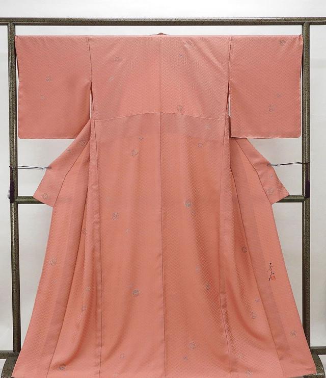 単衣 小紋 新品仕立済 正絹 単衣 染色作家 浅井青仁作 身丈164.5cm 裄丈68cm 小紋 新品 仕立て上がり 着物 wc1177