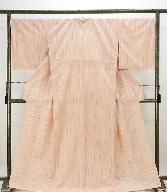 単衣 紬 新品仕立済 正絹 単衣 彩香 縦縞模様 身丈165cm 裄丈68cm 紬 新品 仕立て上がり 着物