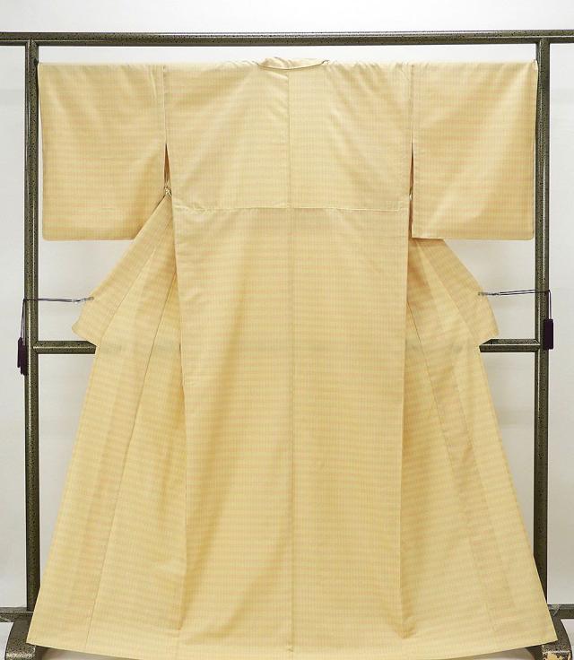 単衣 紬 新品仕立済 正絹 単衣 紅の四季暦 格子模様 身丈165cm 裄丈68cm 紬 新品 仕立て上がり 着物