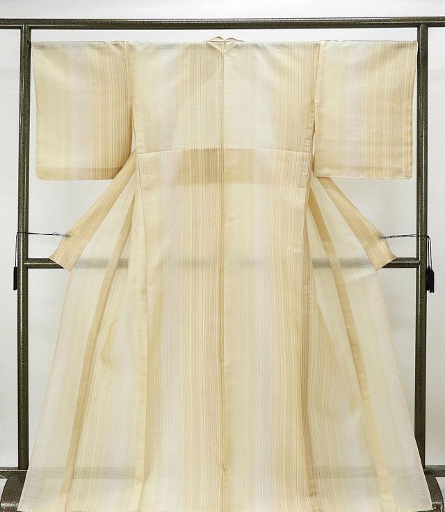 夏物 紬 新品仕立済 正絹 涼風 縦縞模様 紬 新品 仕立て上がり 着物