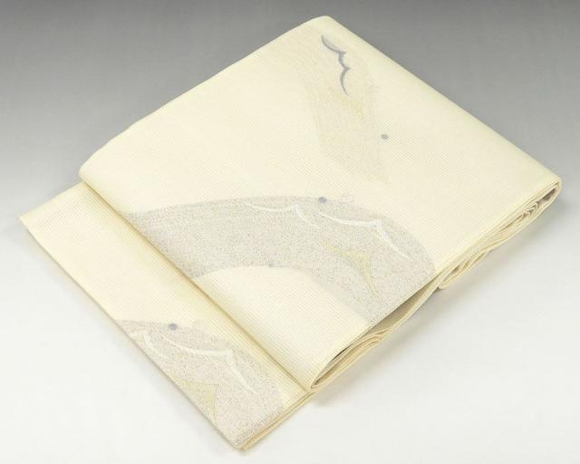 夏物 袋帯 未着用 正絹 立浪幾何模様 絽袋帯 未使用 y0065