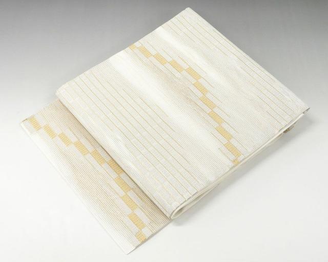 夏物 名古屋帯 新品仕立済 正絹 夏物 佐々木染織謹製 格子幾何模様 絽名古屋帯 新品 仕立て上がり y2579