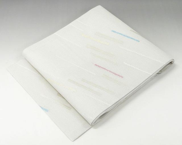 夏物 名古屋帯 新品仕立済 正絹 夏物 京都イシハラ謹製 斜段幾何模様 紗名古屋帯 新品 仕立て上がり y2630