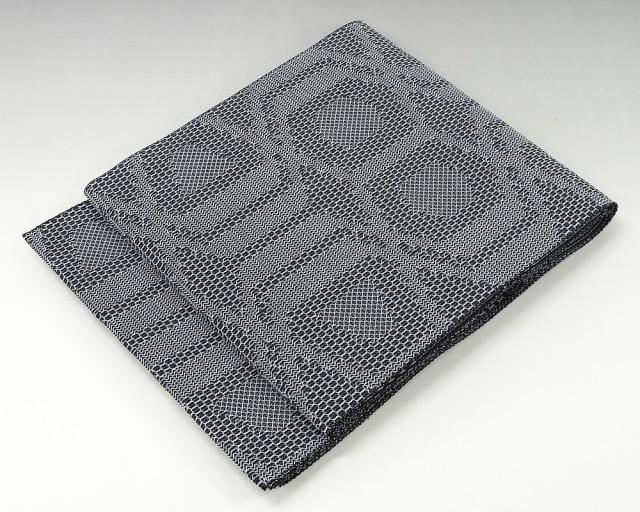 夏物 名古屋帯 新品仕立済 合繊 亀甲幾何模様 羅八寸名古屋帯 羅 ポリエステル 新品 仕立て上がり y2683