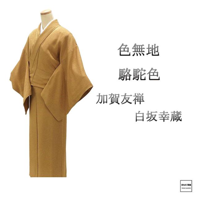 色無地 正絹 加賀友禅 白坂幸蔵 身丈164.5cm 裄丈69cm 糸輪に上り藤 良品 中古 リサイクル 着物 a4096