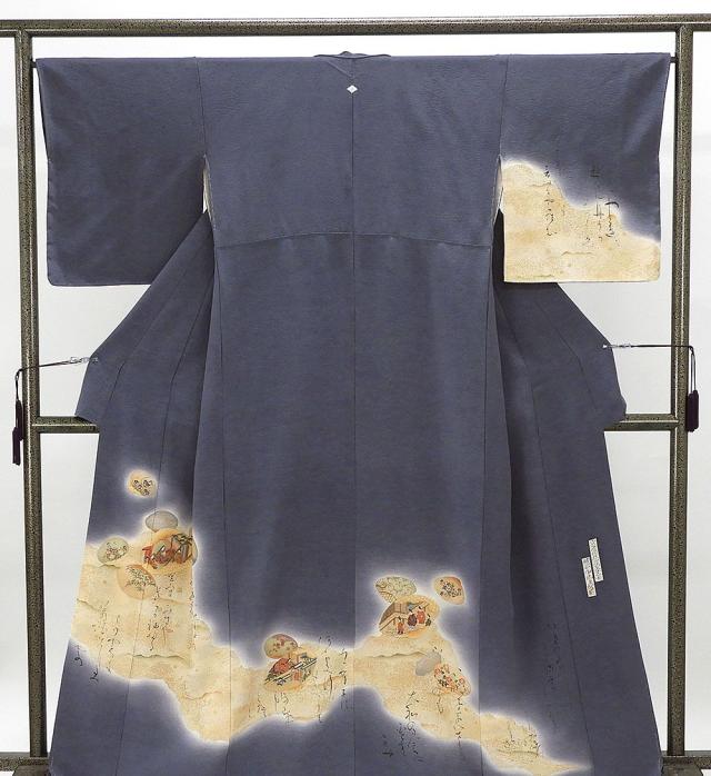 訪問着 未使用 正絹 京友禅摺り染 樽本伊勢蔵作 青藤 身丈161.5cm 裄丈65.5cm 未着用 美品 新古品 b4103