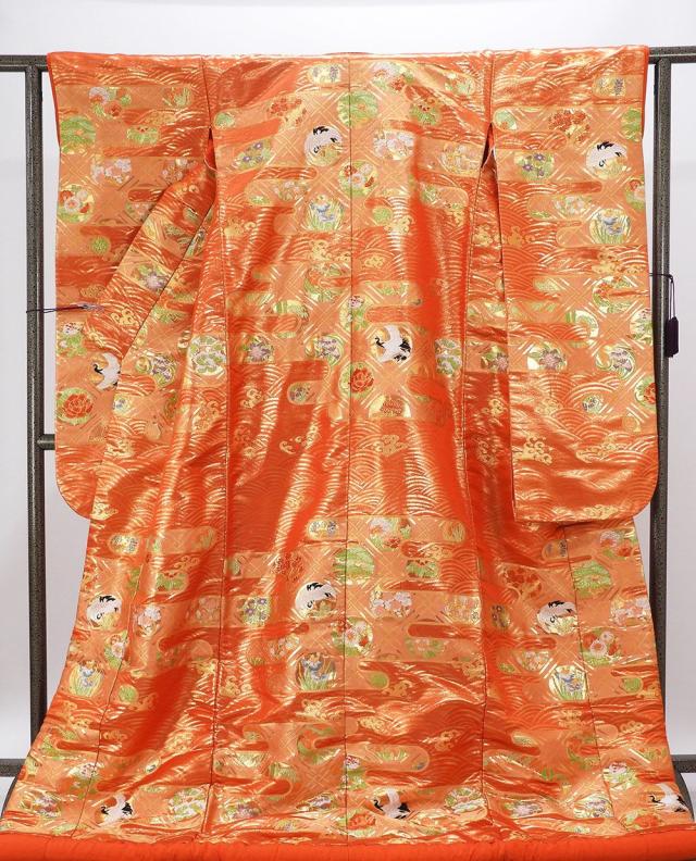 色打掛 正絹 吉祥 四季花丸 打掛 花嫁衣裳 婚礼 中古 リサイクル ブライダル ウエディング 着物 e3204