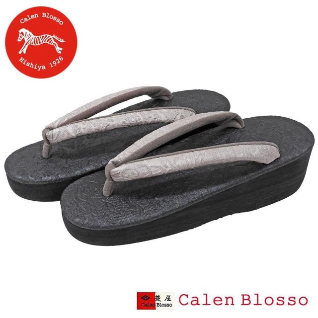 草履 菱屋謹製 カレンブロッソ カフェ草履 Мサイズ ボタニカル 型押し ビブラムソール Calen Blosso Cafe ZORI viborom 新品 n5534