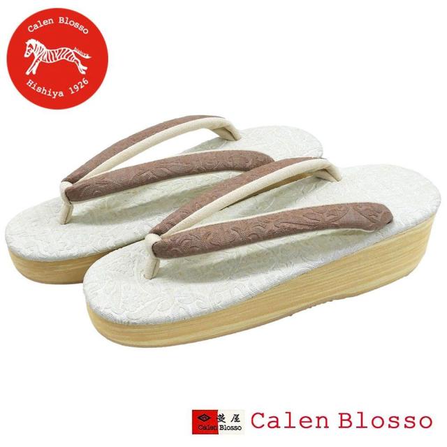 草履 菱屋謹製 カレンブロッソ カフェ草履 Мサイズ ボタニカル 型押し ビブラムソール Calen Blosso Cafe ZORI viborom 新品 n5539