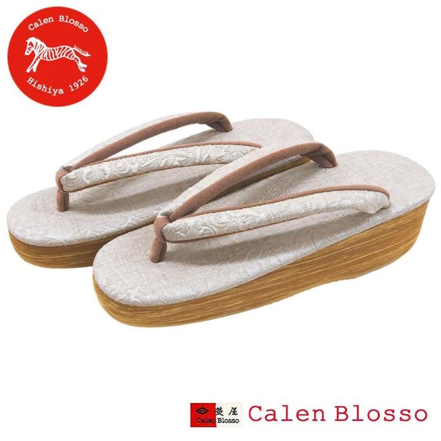 草履 菱屋謹製 カレンブロッソ カフェ草履 Ｌサイズ ボタニカル 型押し ビブラムソール Calen Blosso Cafe ZORI viborom 新品 n5542