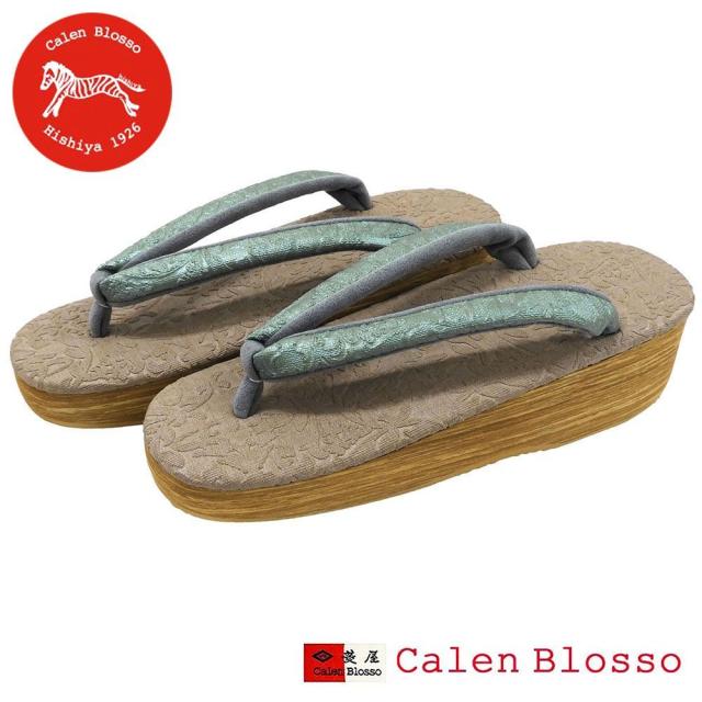 草履 菱屋謹製 カレンブロッソ カフェ草履 Ｌサイズ ボタニカル 型押し ビブラムソール Calen Blosso Cafe ZORI viborom 新品 n5544