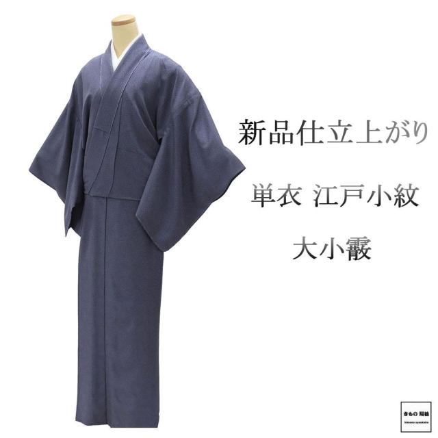単衣 江戸小紋 新品 仕立上がり 正絹 大小霰 身丈164.5cm 裄丈68.5cm 仕立済 着物 wc5003