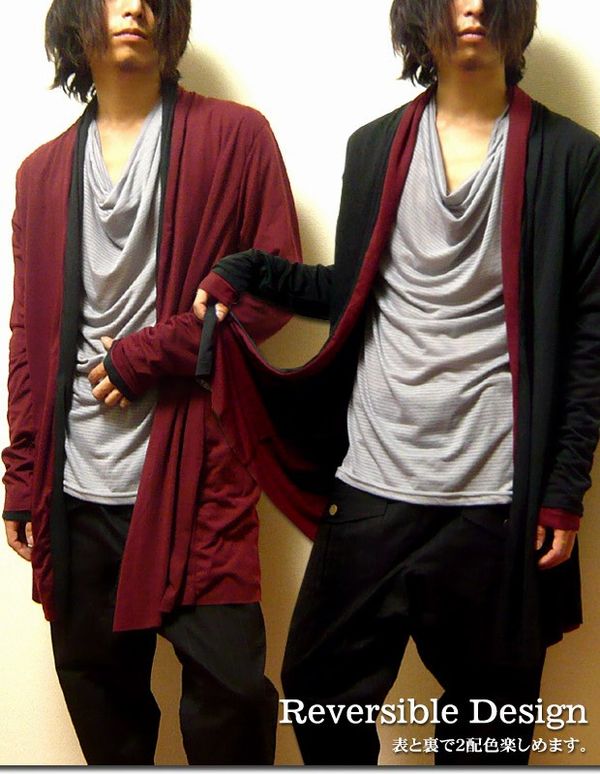 カーディガン トップス メンズファッション 最強サロンスタイル リバーシブル仕様 2通りのカラー楽しめる　ロングカーディガン サロン系