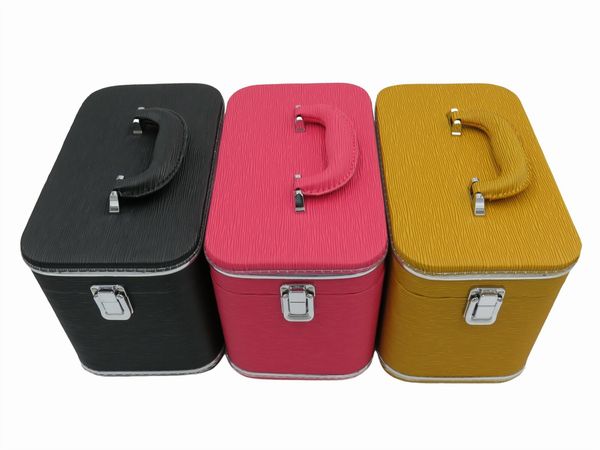 メイクボックス メイク道具 コスメ 美容 ヘアケア コスメボックス トレンチケース 無地柄 中仕切り付属 鏡可動式タイプ 女性の必需品