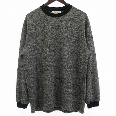 【中古】未使用品 アーニーパロ Ernie Palo タグ付き Melange ロングTシャツ ロンT ニット セーター グレー系 黒 ブラック 46 M位 メンズ