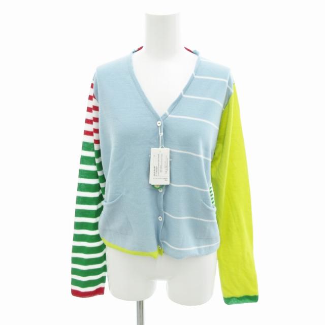 【中古】未使用品 ハウトゥリブ 勝屋まゆみ タグ付き ニット カーディガン パッチワーク 長袖 F マルチカラー